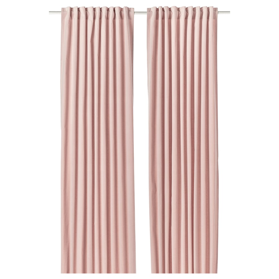 SANELA curtains, 1 pair, pale pink/with heading tape, 55x84" - IKEA