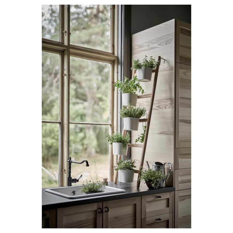 SATSUMAS Plant stand with 5 plant pots, bamboo, white - IKEA