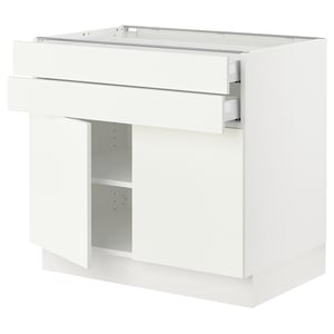 SEKTION Base cabinet w 2 doors/2 drawers, white/Vallstena white ...