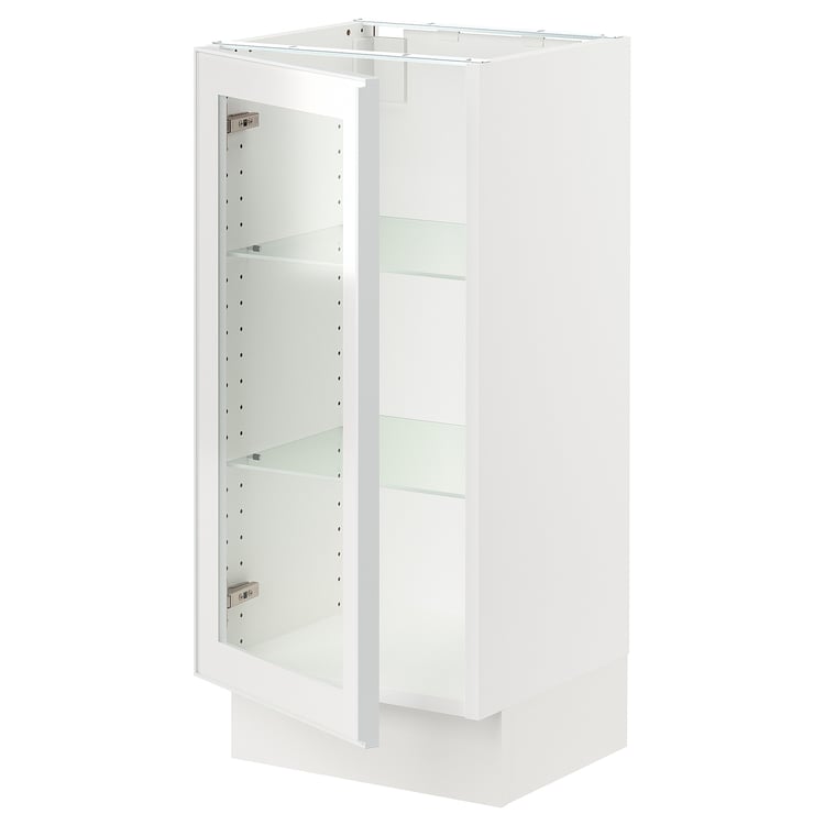 SEKTION base cabinet with glass door, white/Hejsta white clear glass ...