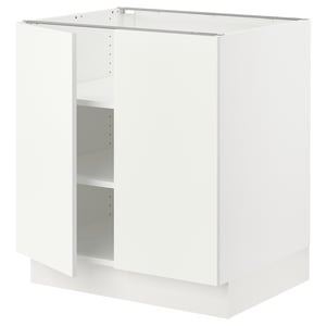 SEKTION Base cabinet with shelves/2 doors, white/Vallstena white ...