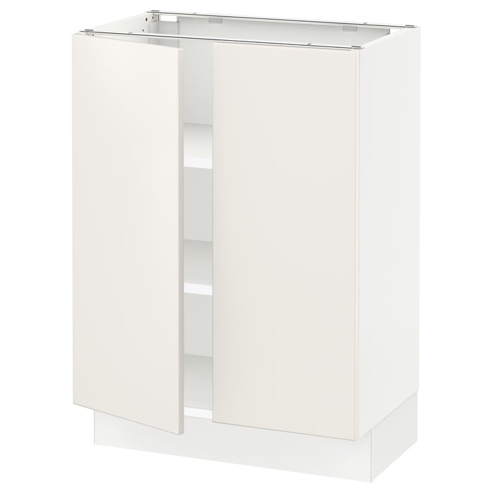 SEKTION base cabinet with shelves/2 doors, white/Veddinge white ...