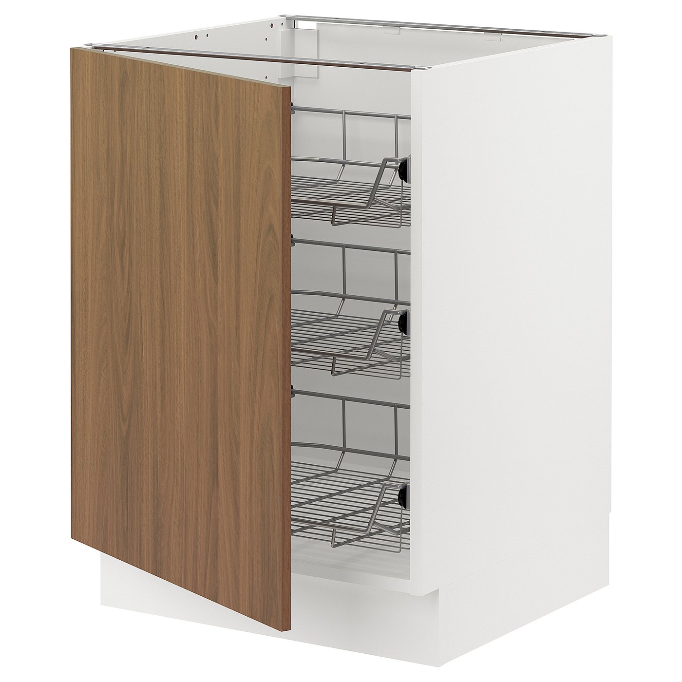 SEKTION base cabinet with wire baskets, white/Tistorp brown walnut ...