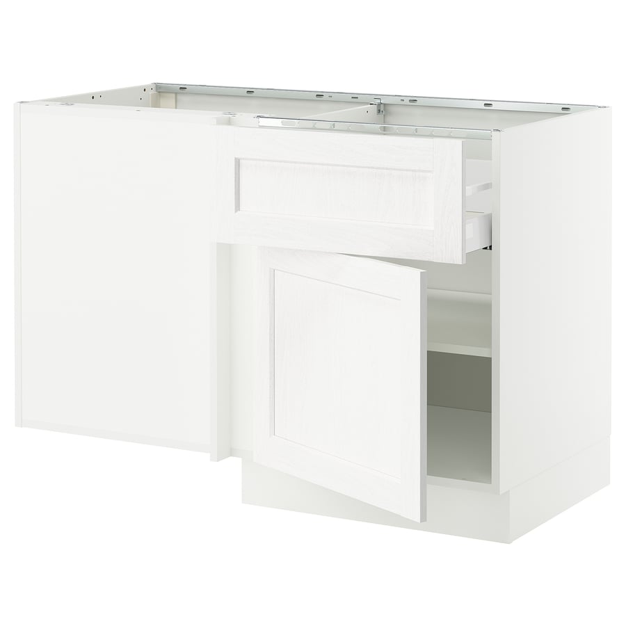 SEKTION corner base cab w drawer and shelf, white Enköping/white wood ...