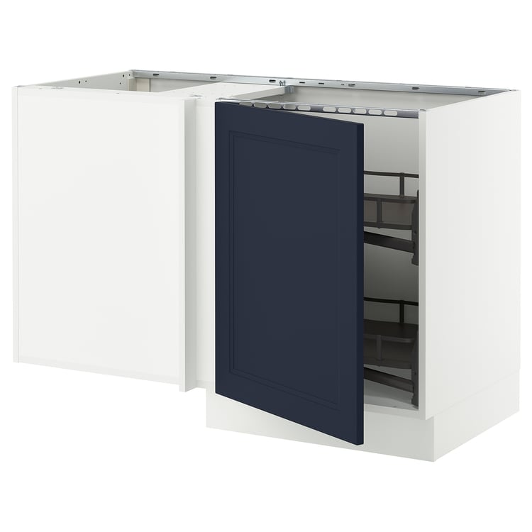 SEKTION corner base cab w pull-out fitting, white Axstad/matte blue ...