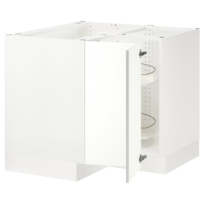 SEKTION corner base cabinet with carousel, white/Vallstena white ...
