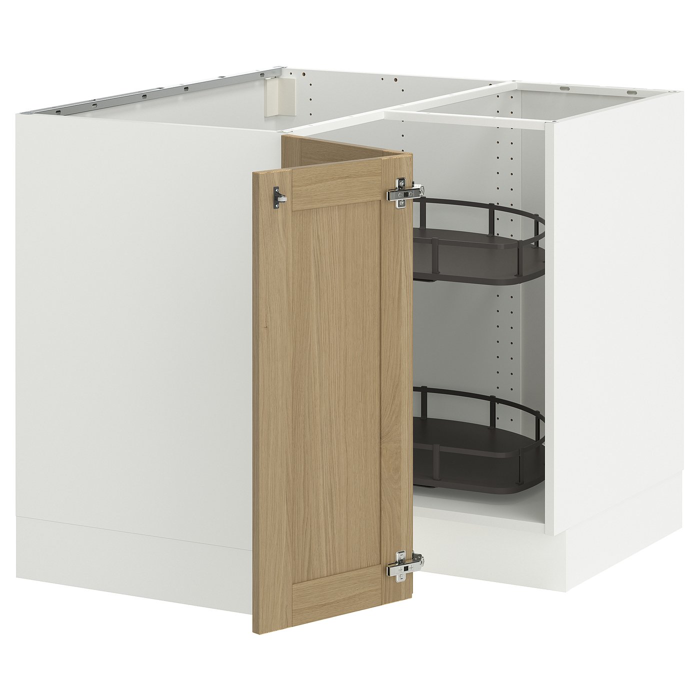 SEKTION corner base cabinet with carousel, white/Vedhamn oak, 38x24x30 ...