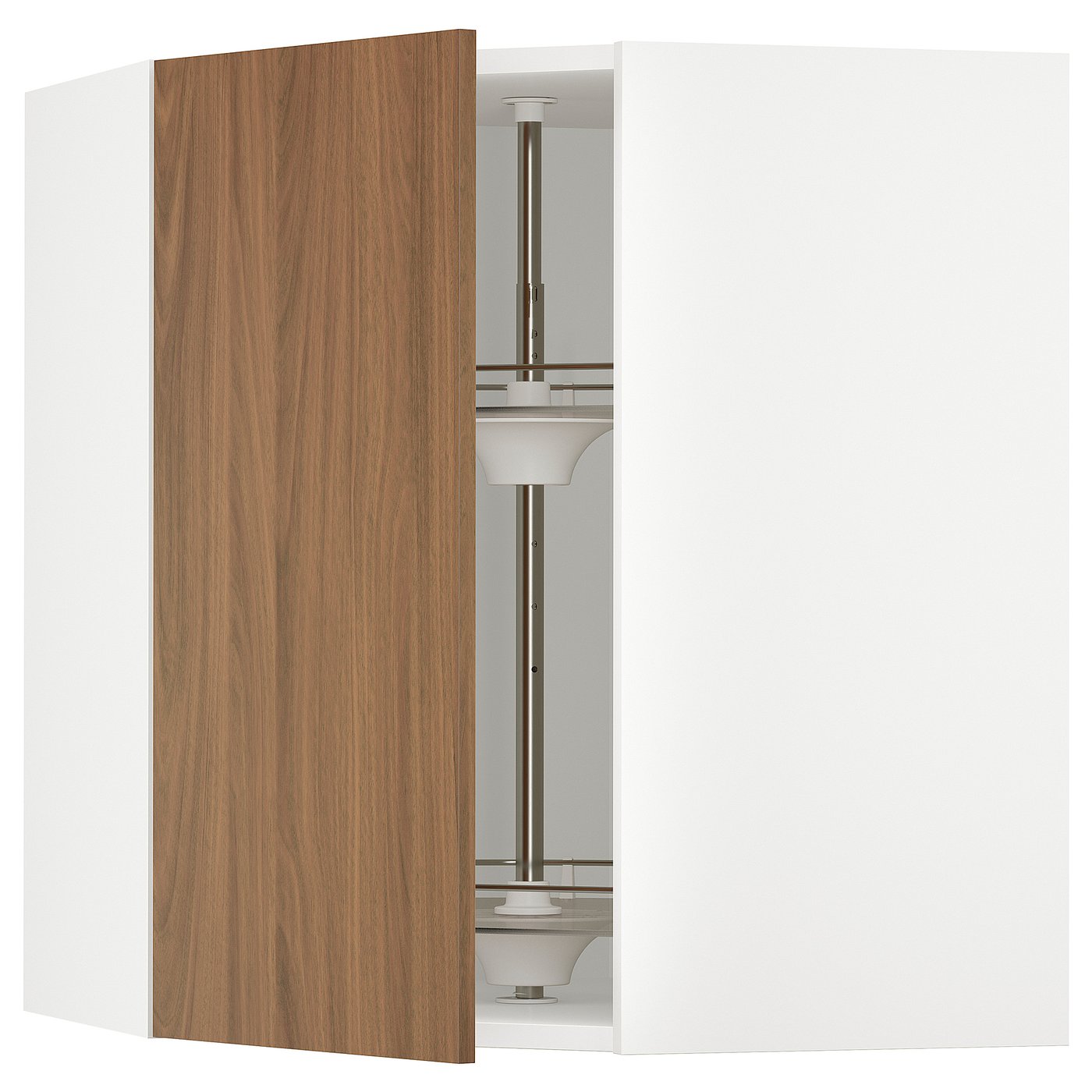 SEKTION corner wall cabinet with carousel, white/Tistorp brown walnut ...
