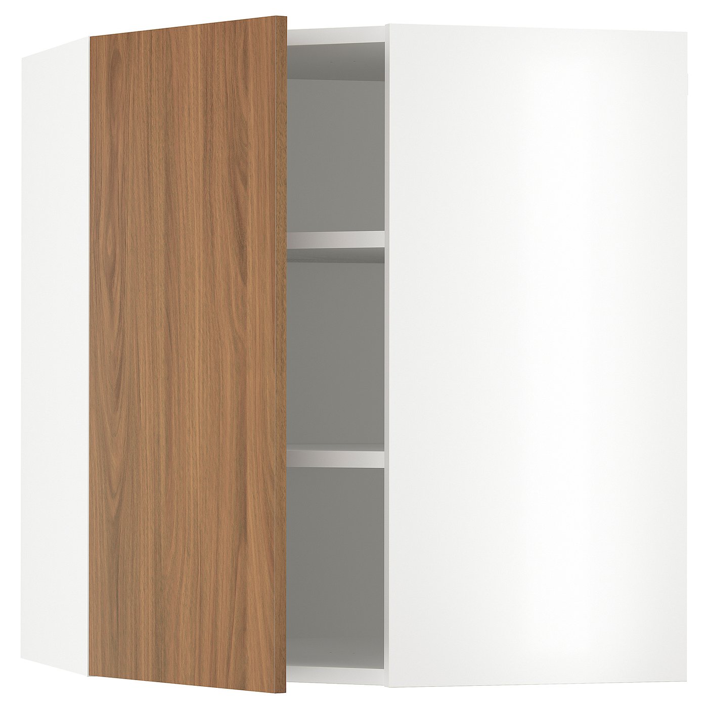 SEKTION corner wall cabinet with shelves, white/Tistorp brown walnut ...