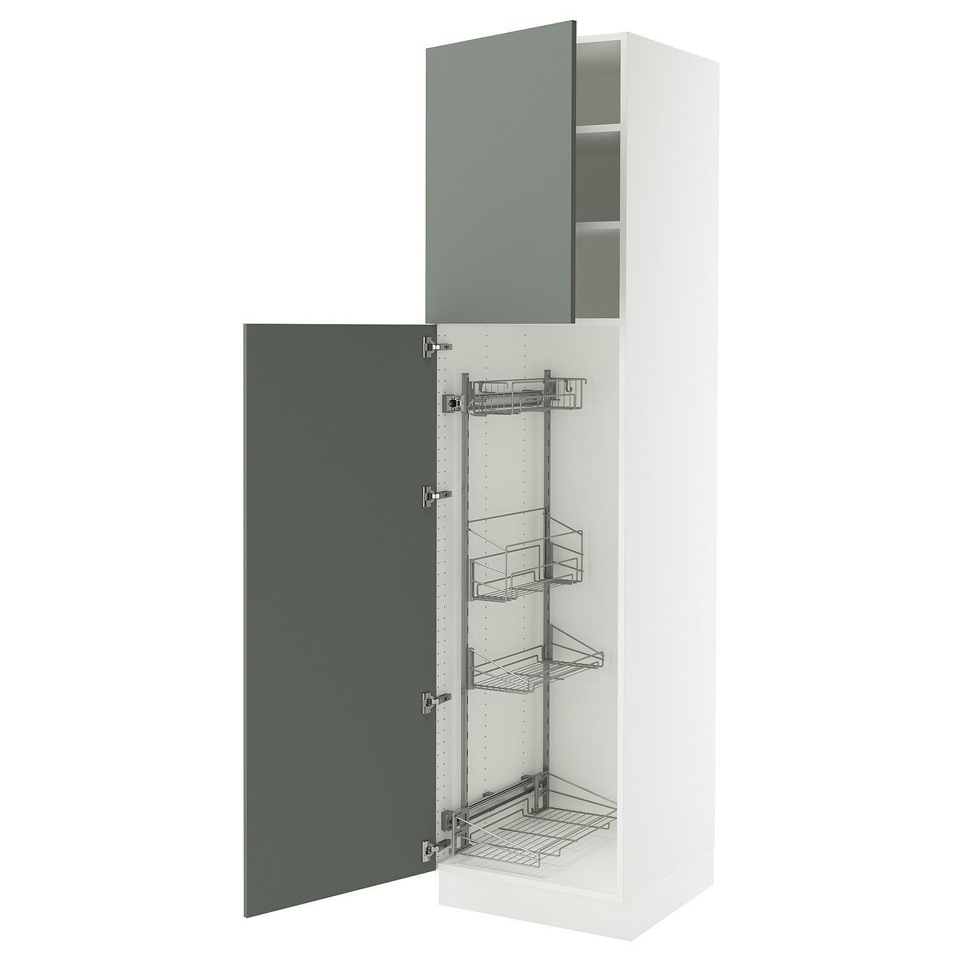 SEKTION high cabinet/pull-out int fittings, white/Nickebo matte grey ...