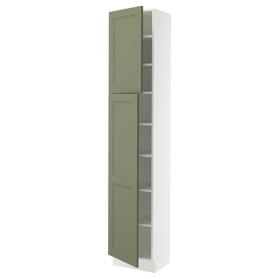 SEKTION high cabinet with shelves/2 doors, white/Axstad gray-green ...