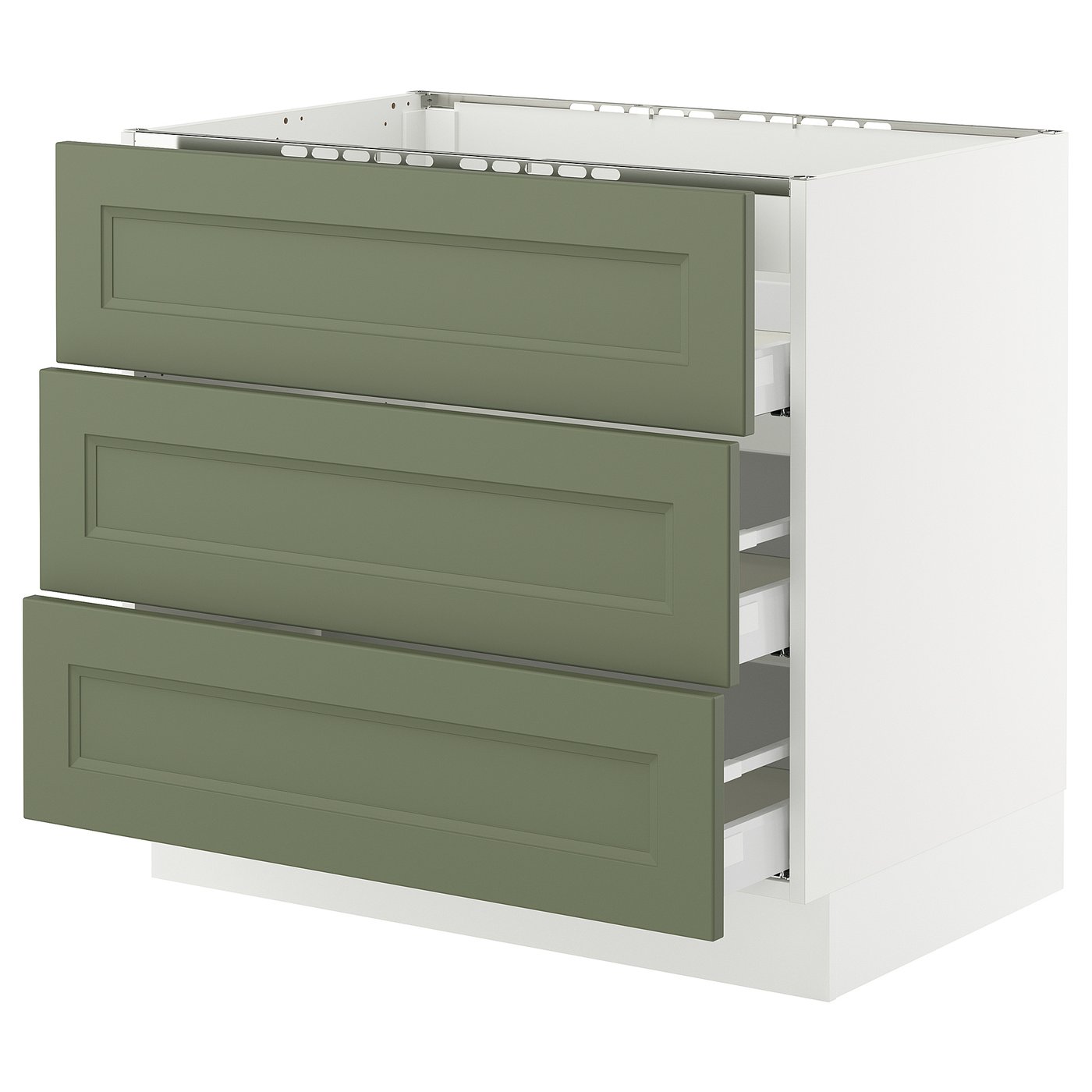 SEKTION / MAXIMERA base cab f cktp/3 fronts/3 drawers, white/Axstad gray-green, 36x24x30" - IKEA
