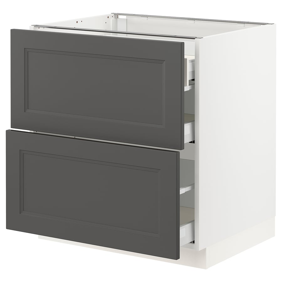 SEKTION / MAXIMERA base cab with 2 fronts/3 drawers, white/Axstad dark ...