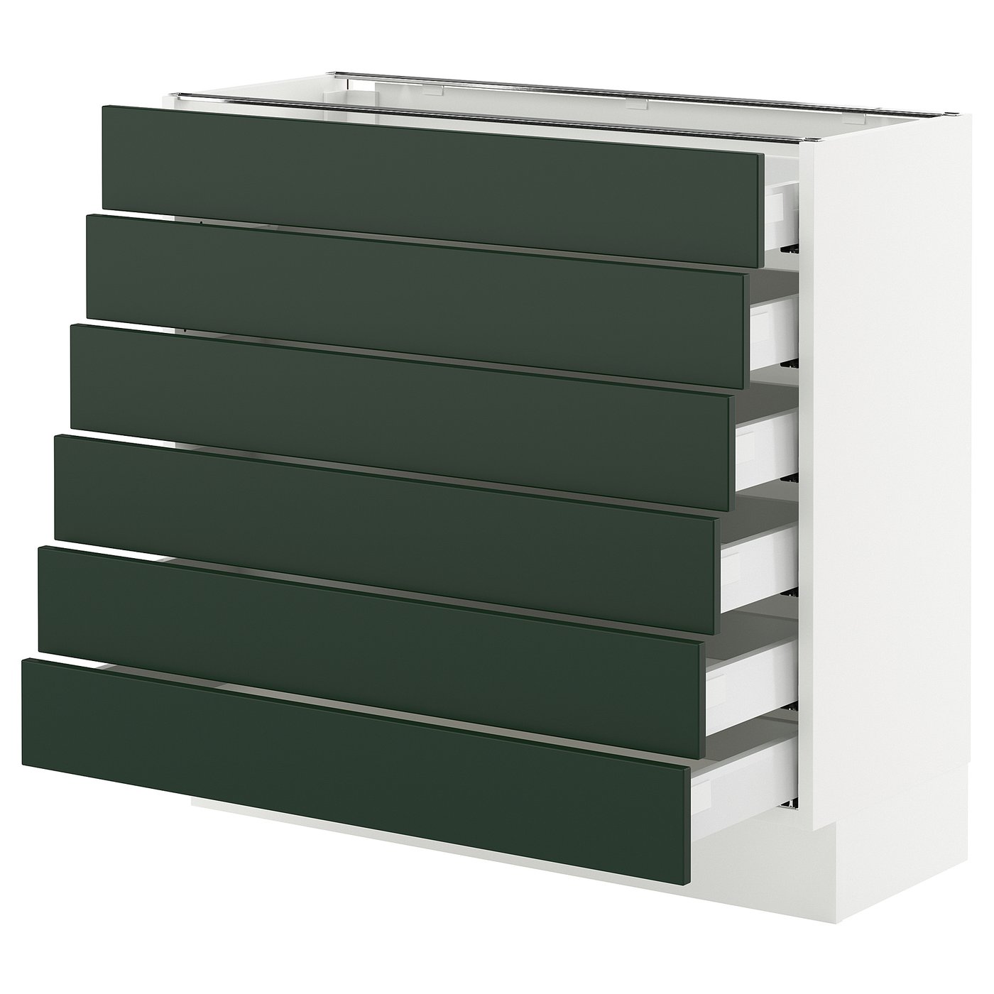 SEKTION / MAXIMERA base cabinet 6 fronts/6 low drawers, white/Havstorp deep green, 36x15x30" - IKEA