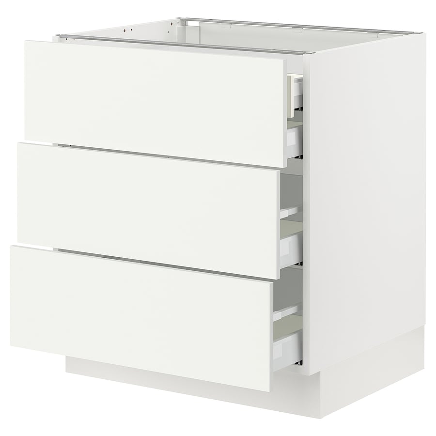 SEKTION / MAXIMERA base cabinet w 3 fronts/4 drawers, white/Vallstena ...