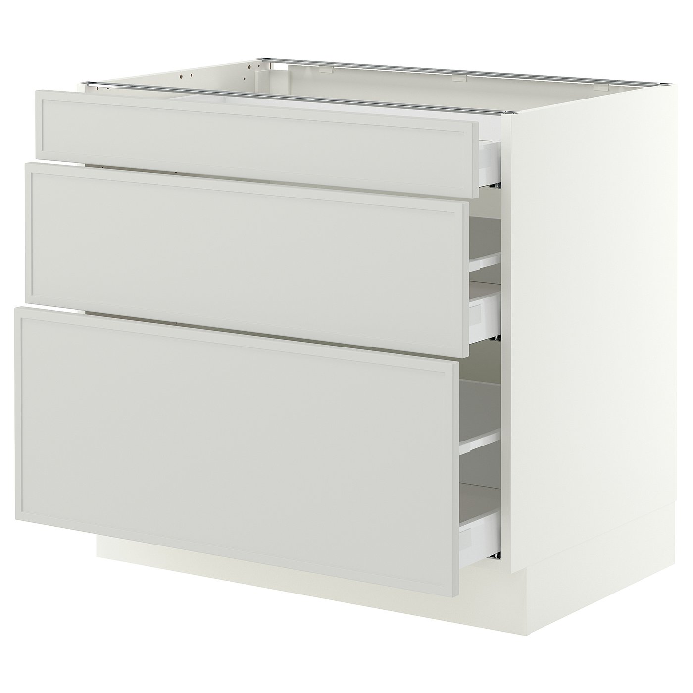 SEKTION / MAXIMERA base cabinet with 3 drawers, white/Aspudden light ...
