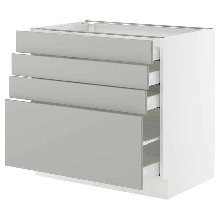 SEKTION / MAXIMERA base cabinet with 4 drawers, white/Havstorp light ...