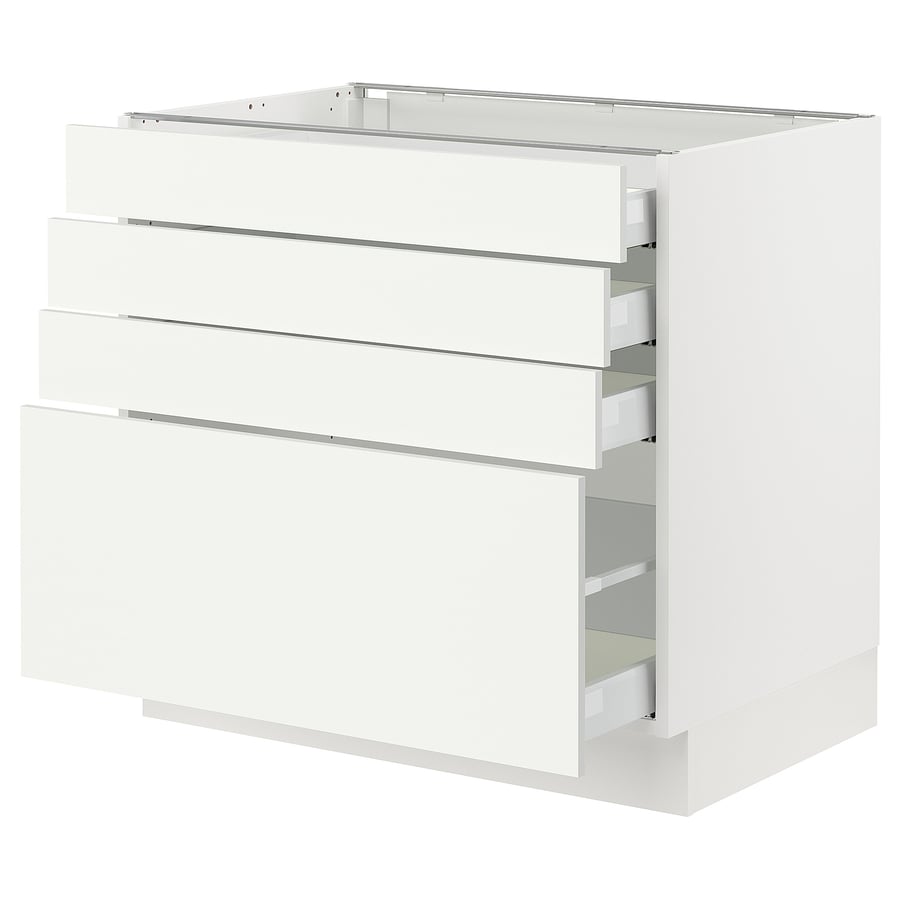 SEKTION / MAXIMERA base cabinet with 4 drawers, white/Vallstena white ...
