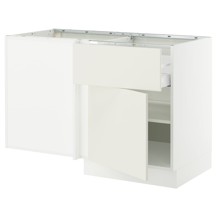 SEKTION / MAXIMERA corner base cab w drawer and shelf, white/Veddinge ...
