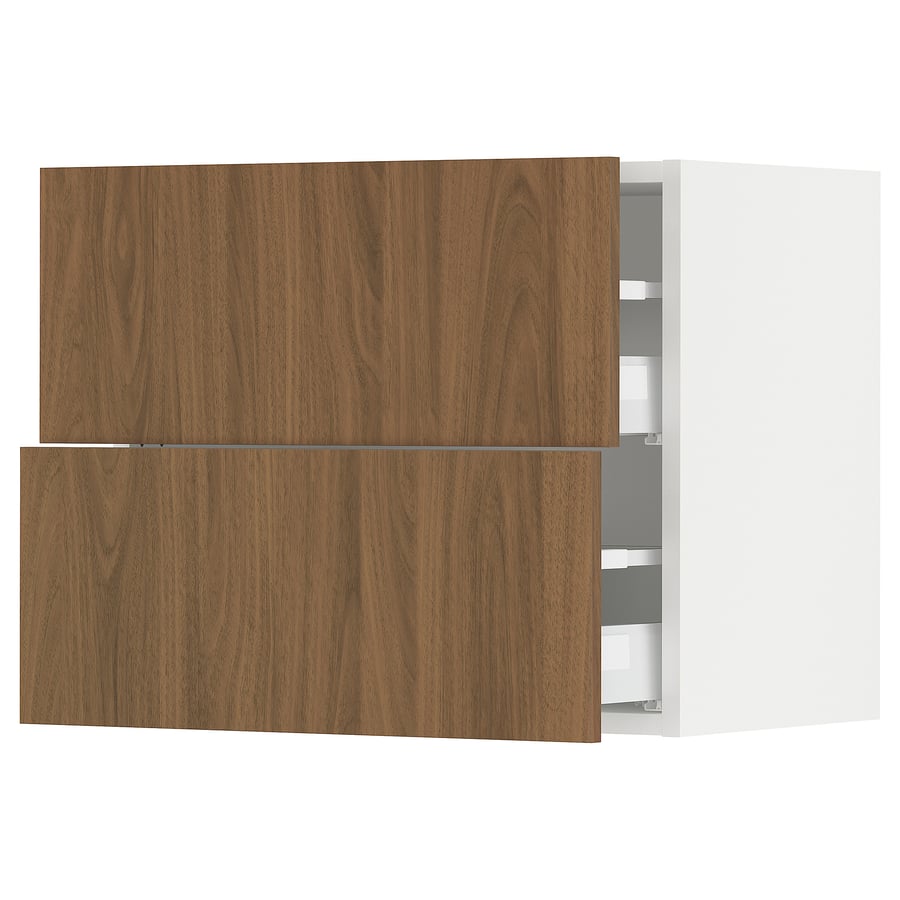 SEKTION / MAXIMERA wall cabinet with 2 drawers, white/Tistorp brown ...