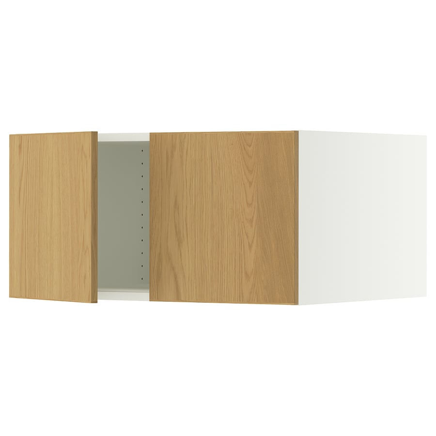 SEKTION top cab f fridge/freezer w 2 doors, white/Sinarp oak veneer ...