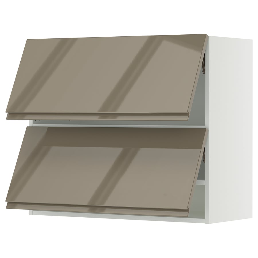 SEKTION wall cab horizo 2 doors w push-open, white/Voxtorp high-gloss ...