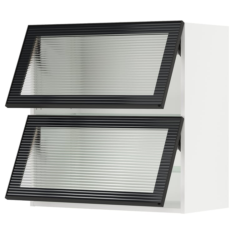 SEKTION wall cab horizontal w 2 glass doors, white/Hejsta anthracite ...