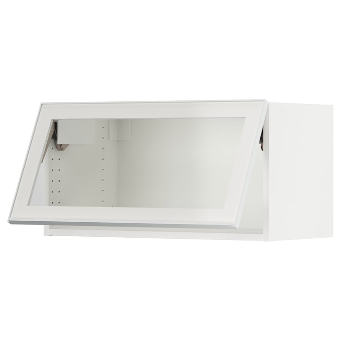 SEKTION wall cab horizontal w glass door, white/Hejsta white clear ...