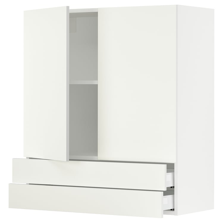 SEKTION wall cabinet w 2 doors/2 drawers, white/Vallstena white ...
