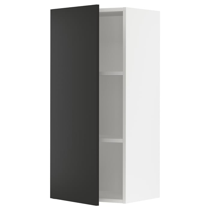 SEKTION wall cabinet, white/Nickebo matte anthracite, 18x15x40" - IKEA