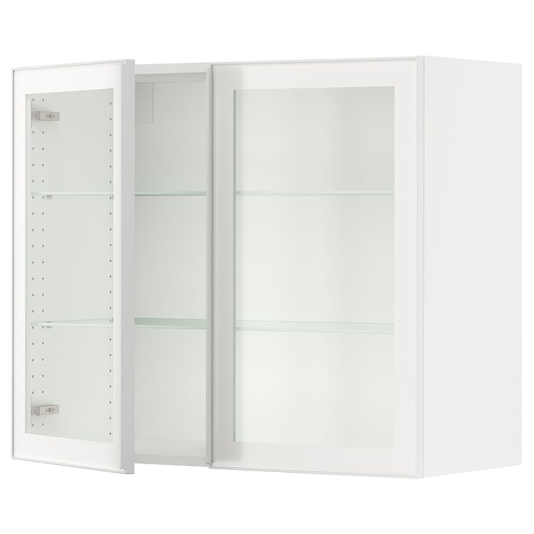 SEKTION wall cabinet with 2 glass doors, white/Hejsta white clear glass ...