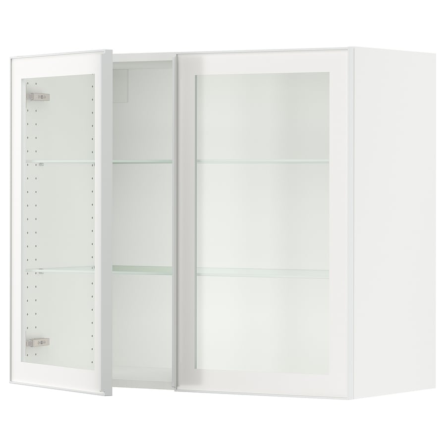 SEKTION wall cabinet with 2 glass doors, white/Hejsta white clear glass ...