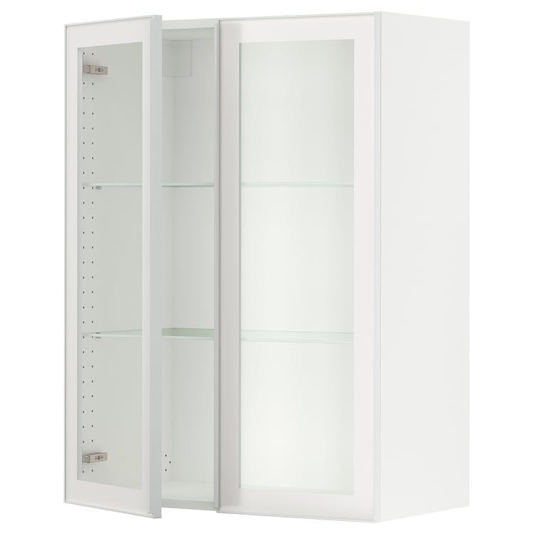 SEKTION wall cabinet with 2 glass doors, white/Hejsta white clear glass ...