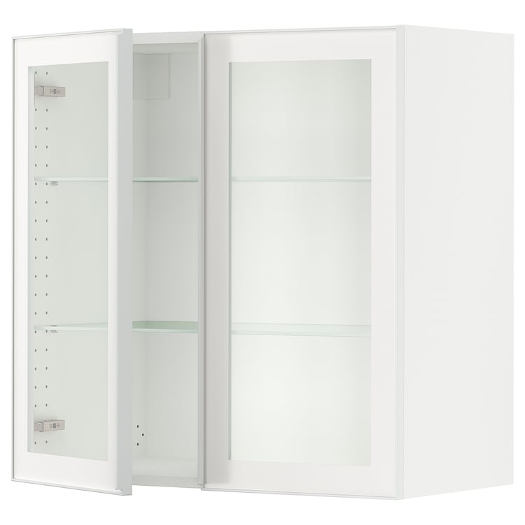 SEKTION wall cabinet with 2 glass doors, white/Hejsta white clear glass ...