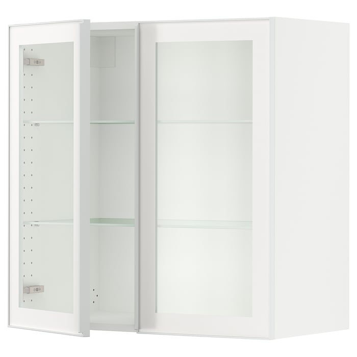 SEKTION wall cabinet with 2 glass doors, white/Hejsta white clear glass ...