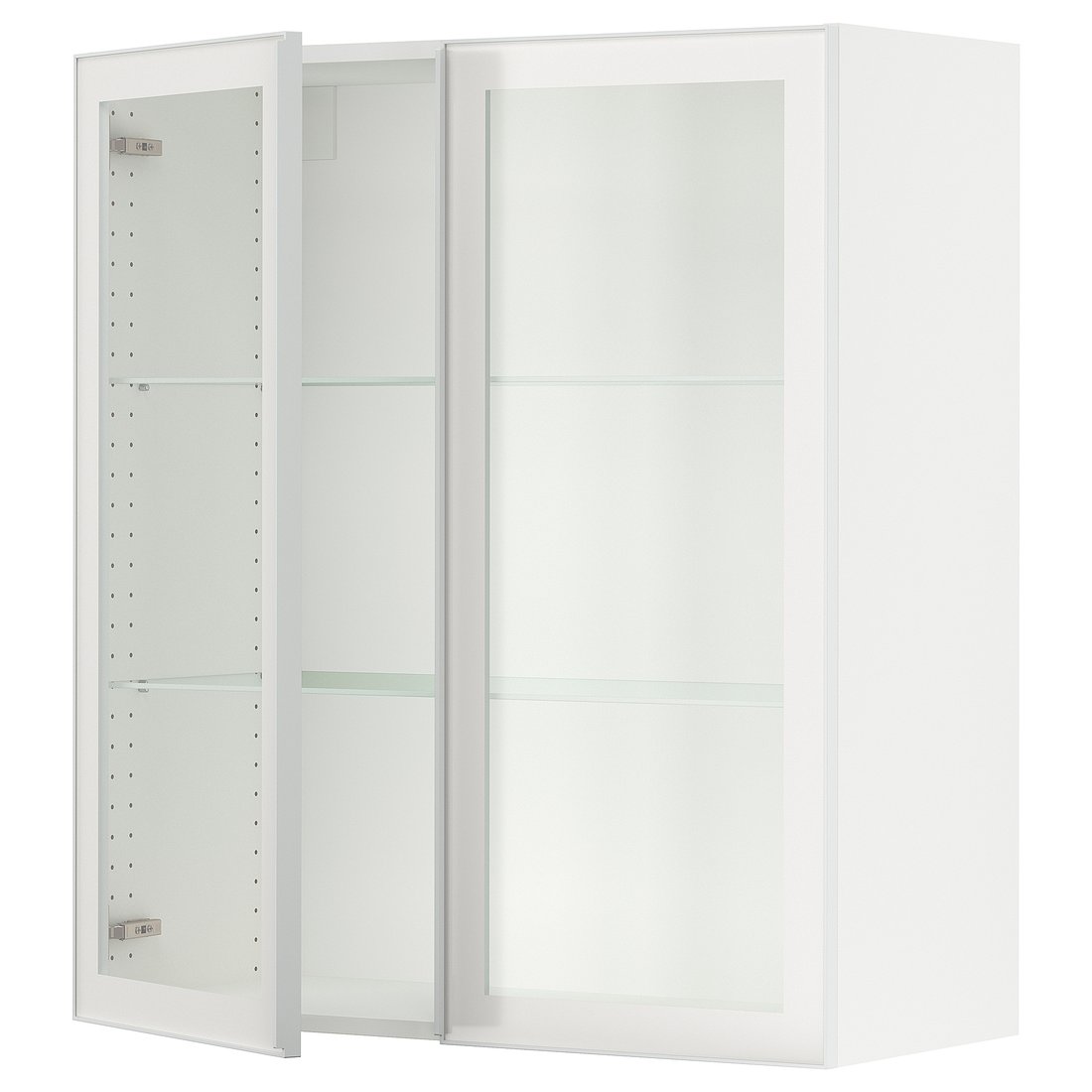 SEKTION wall cabinet with 2 glass doors, white/Hejsta white clear glass ...