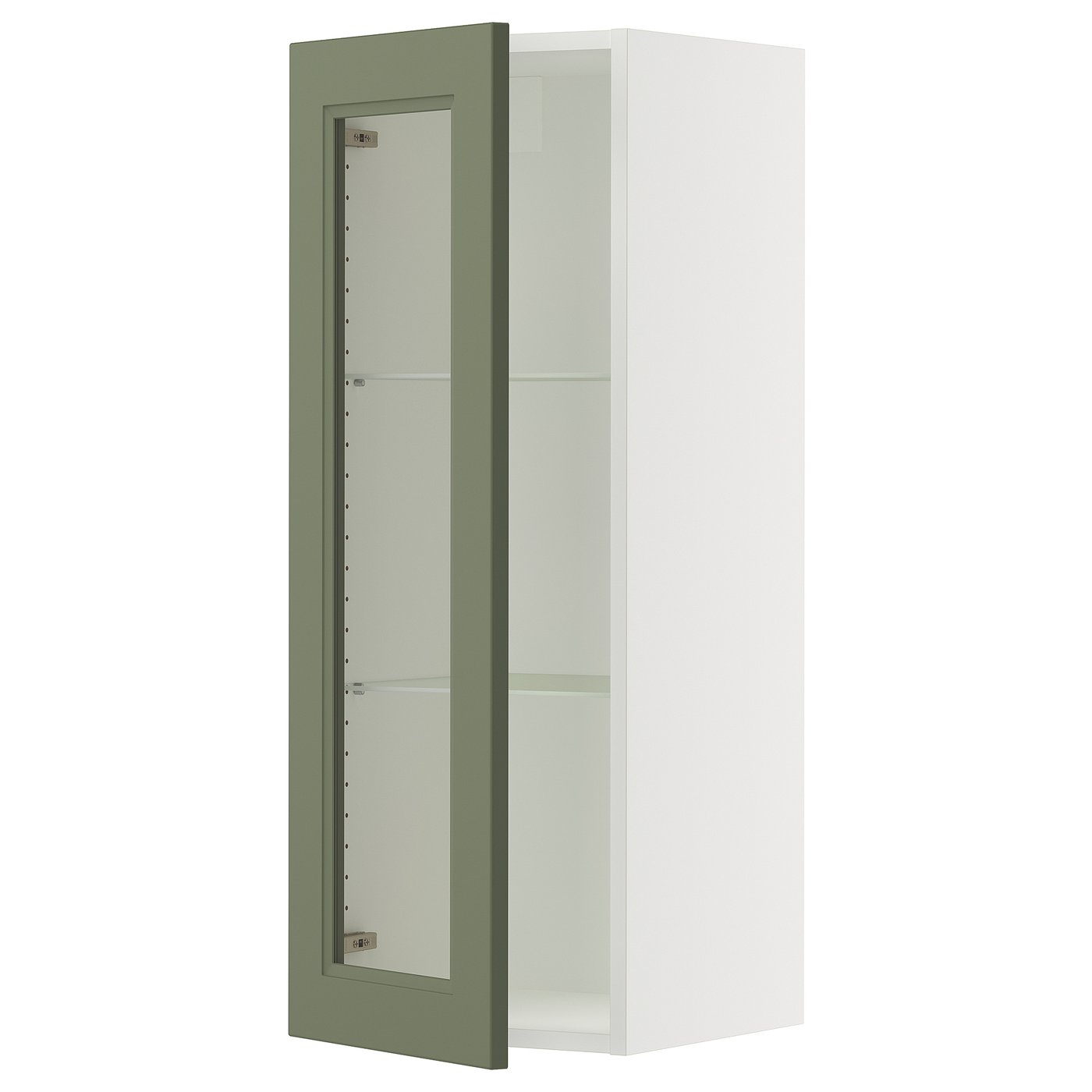 SEKTION wall cabinet with glass door, white/Axstad gray-green, 15x15x40 ...
