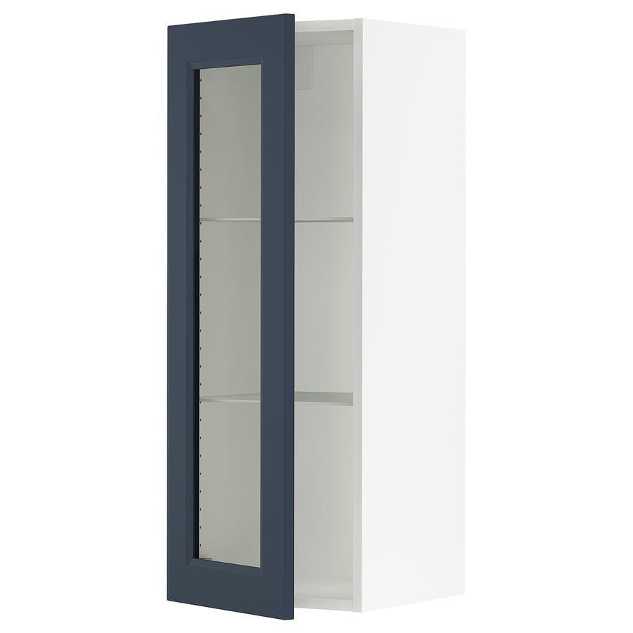 SEKTION wall cabinet with glass door, white Axstad/matte blue, 15x15x40 ...