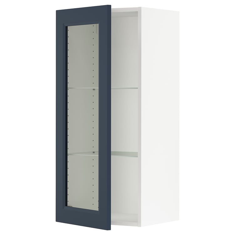 SEKTION wall cabinet with glass door, white Axstad/matte blue, 18x15x40 ...