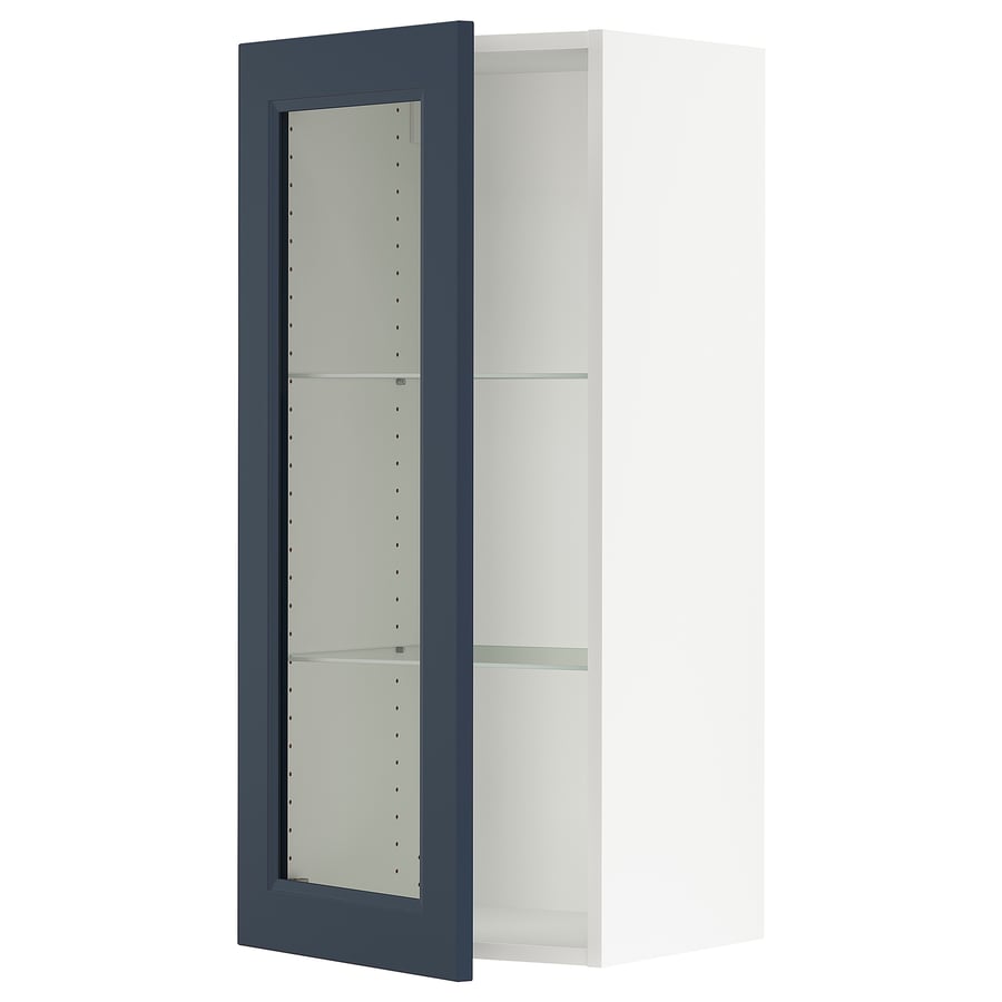 SEKTION wall cabinet with glass door, white Axstad/matte blue, 18x15x40 ...