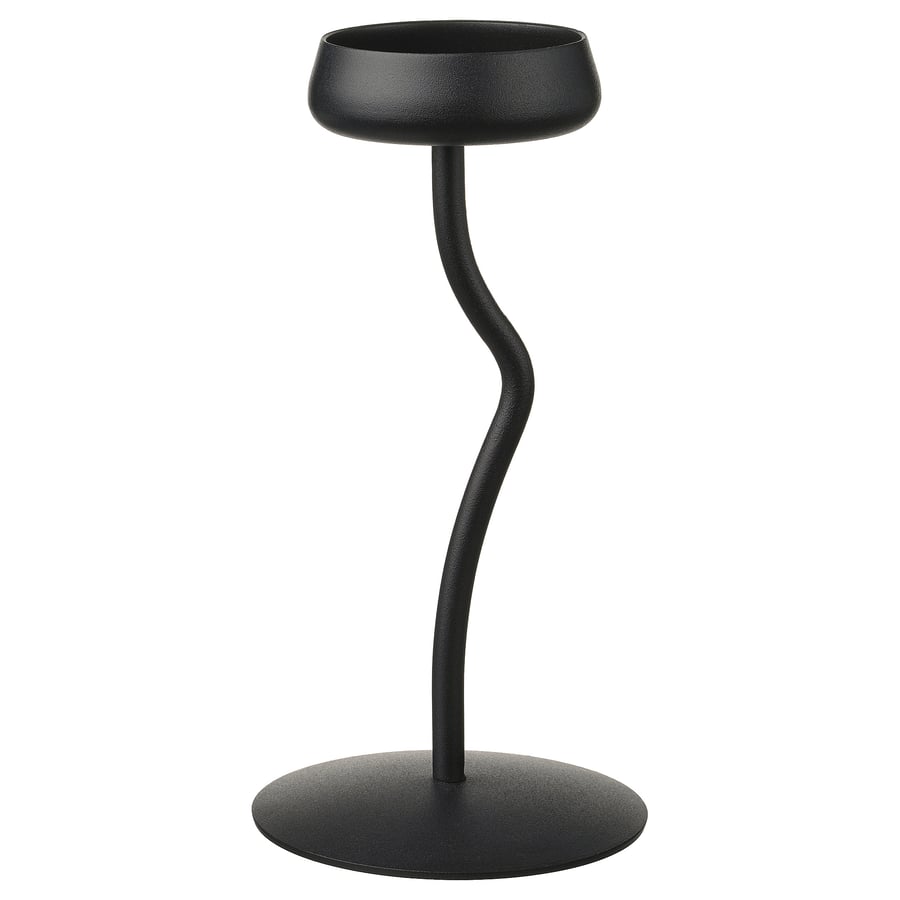 SILVERPÄRON pillar candle holder, black, 9" - IKEA