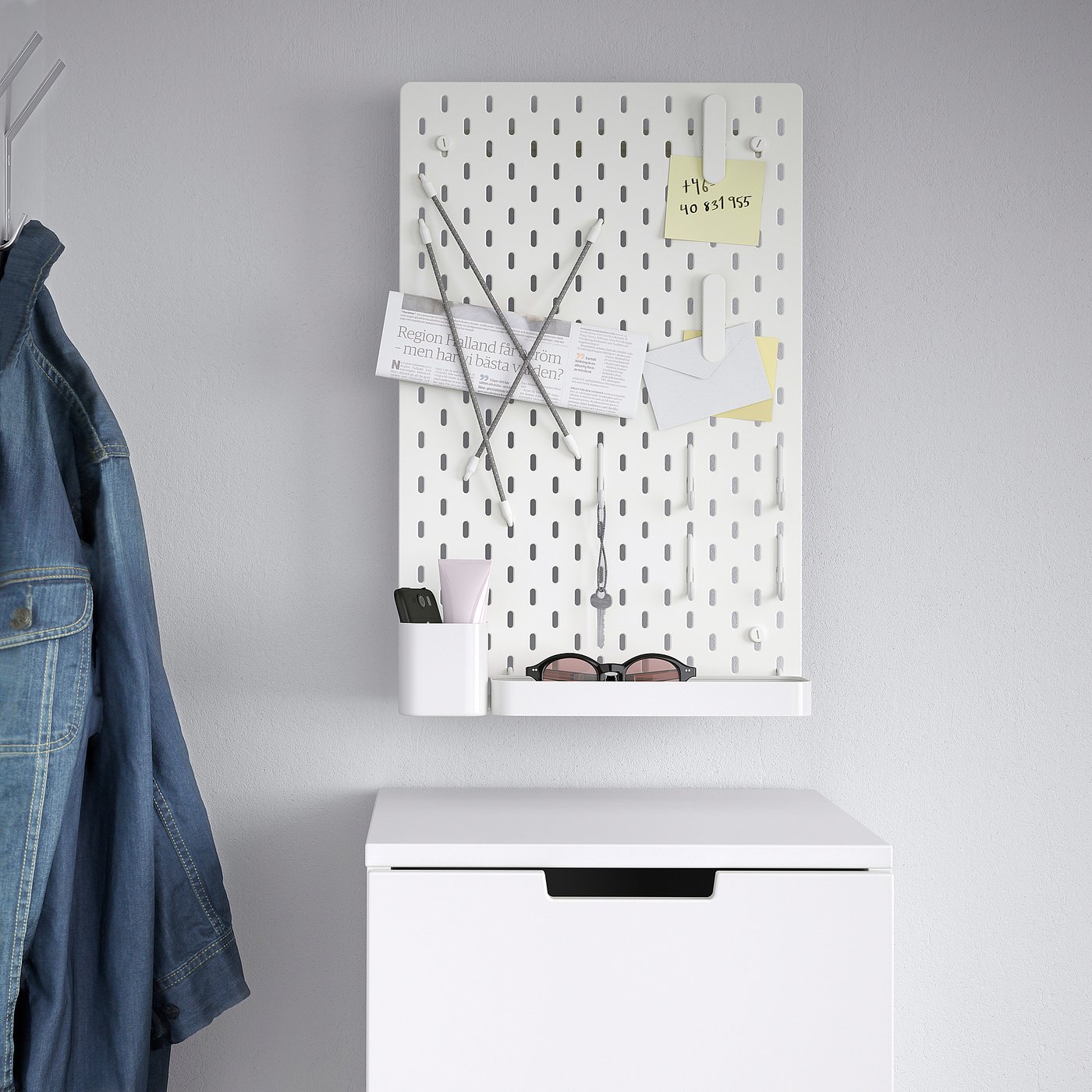 SKÅDIS Pegboard combination, white, 14 ¼x22" - IKEA