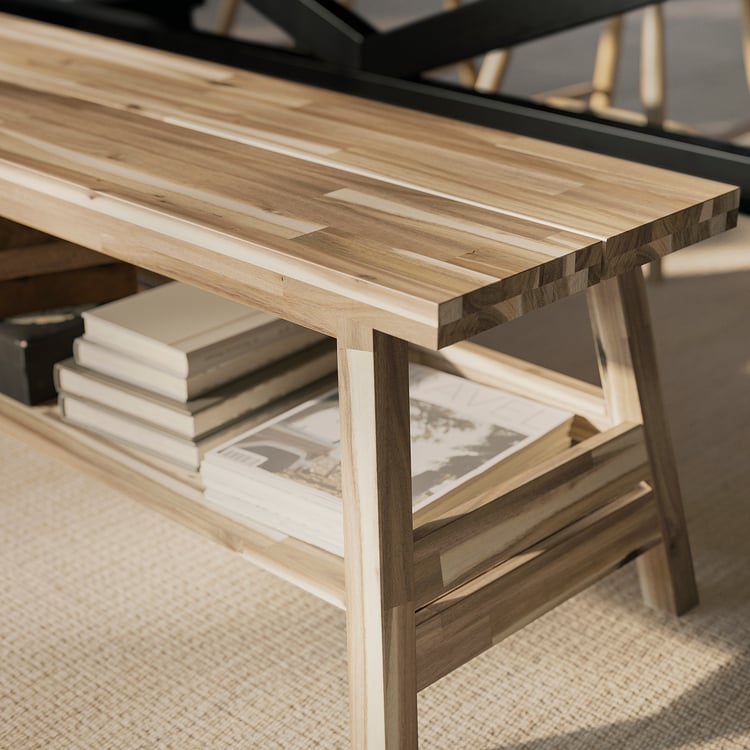 SKOGSTA bench with storage, acacia, 471/4" - IKEA