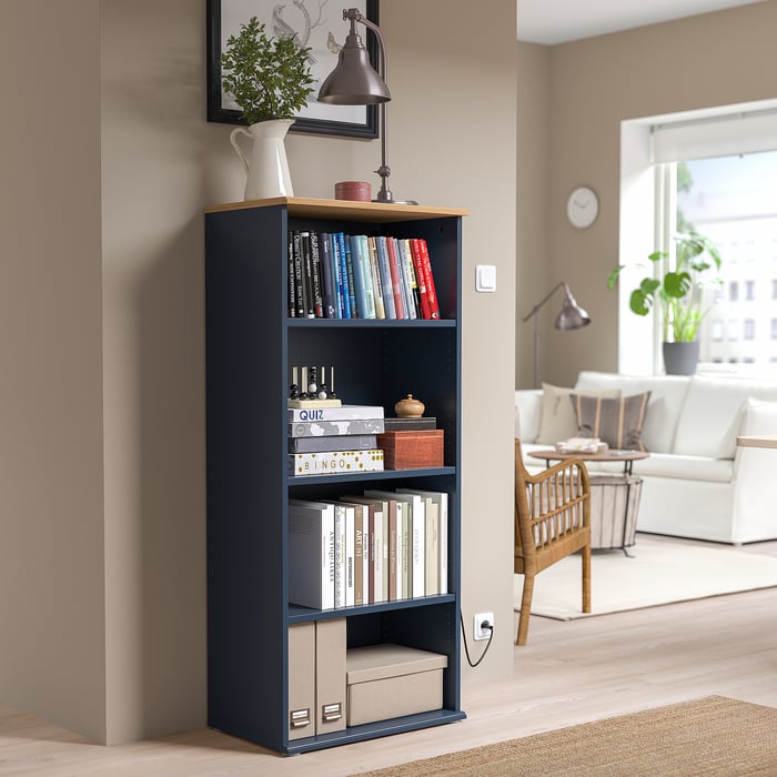 SKRUVBY bookcase, black-blue, 235/8x551/8" - IKEA