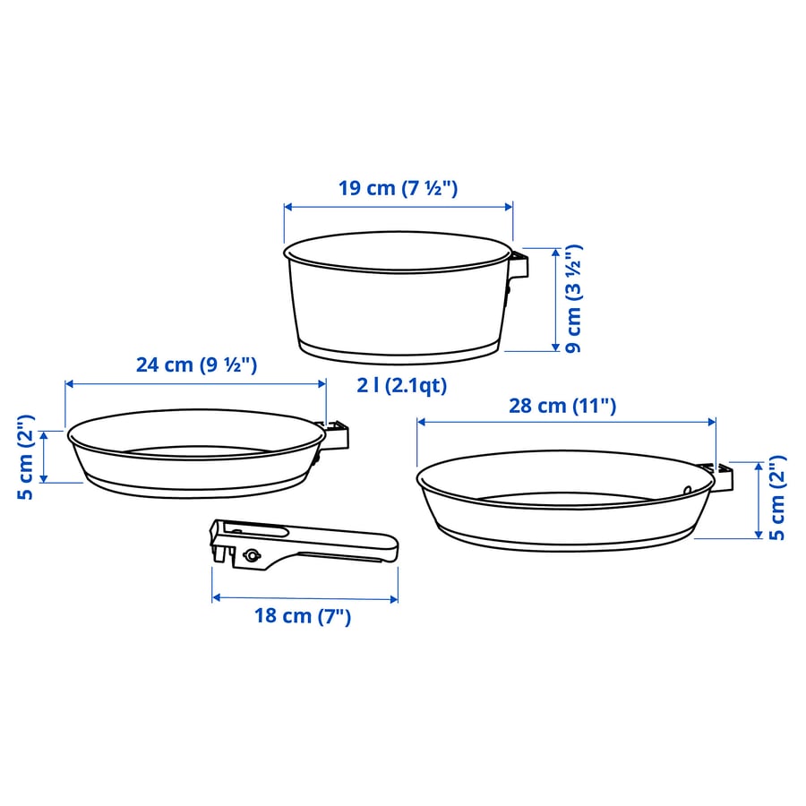 SLÄTROCKA cookware set with detachable handle, stainless steel - IKEA