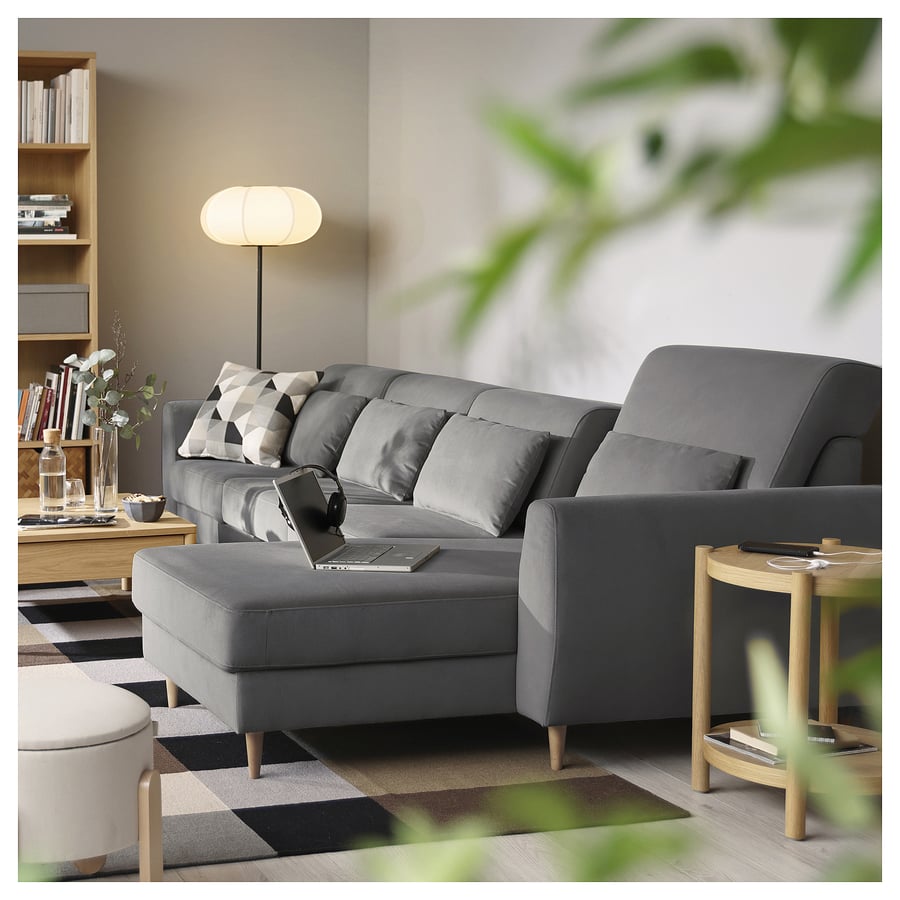 SLATORP sectional 4-seat with chaise, Hakebo dark gray - IKEA