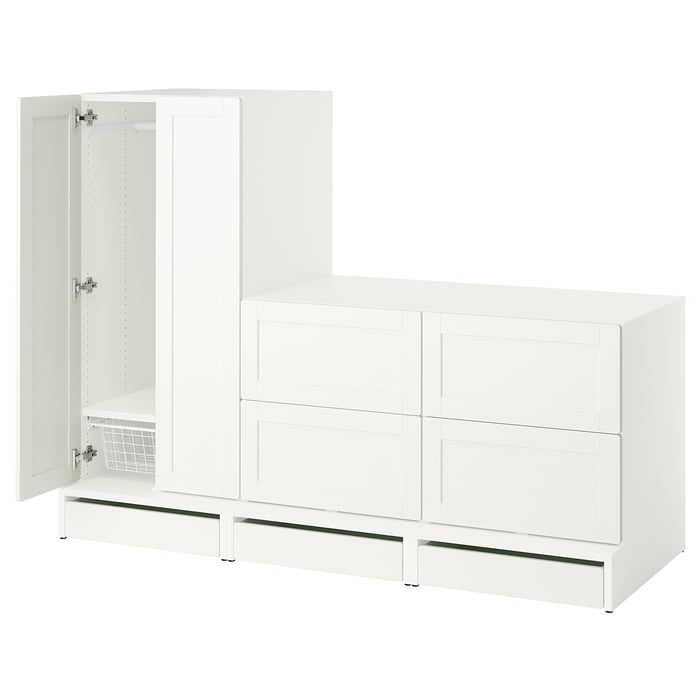 SMÅSTAD / UPPFÖRA wardrobe, white with frame/with 2 chests of drawers ...