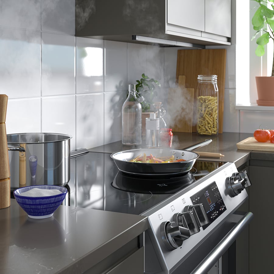 SNESSLINGE range with glass ceramic cooktop, Stainless steel, 30" - IKEA