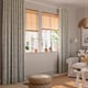 SNÖRUTA curtains, 1 pair, light grey-beige white/floral pattern with ...