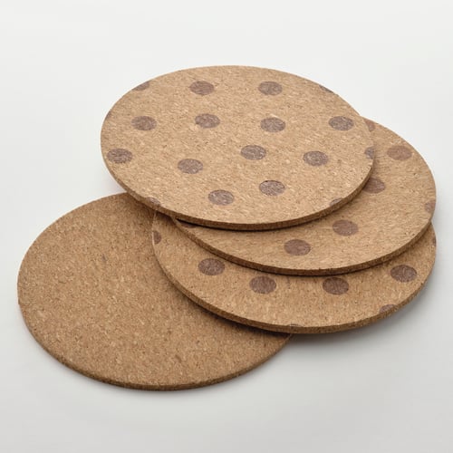 SOLABBORRE coaster, cork/dotted, 4" - IKEA